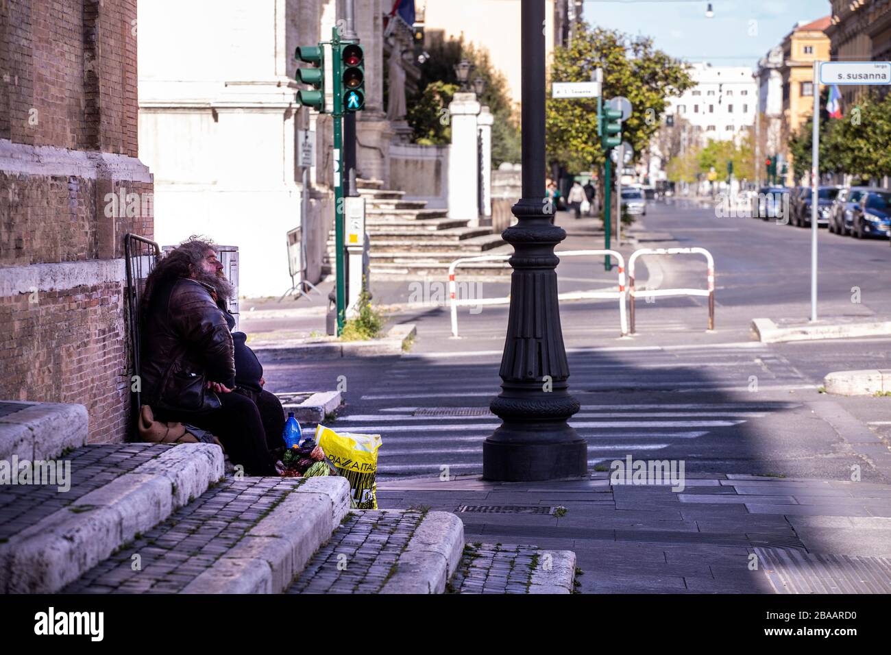 Rome March 25th 2020 Rome during the Coronavirus pandemic. homeless in ...