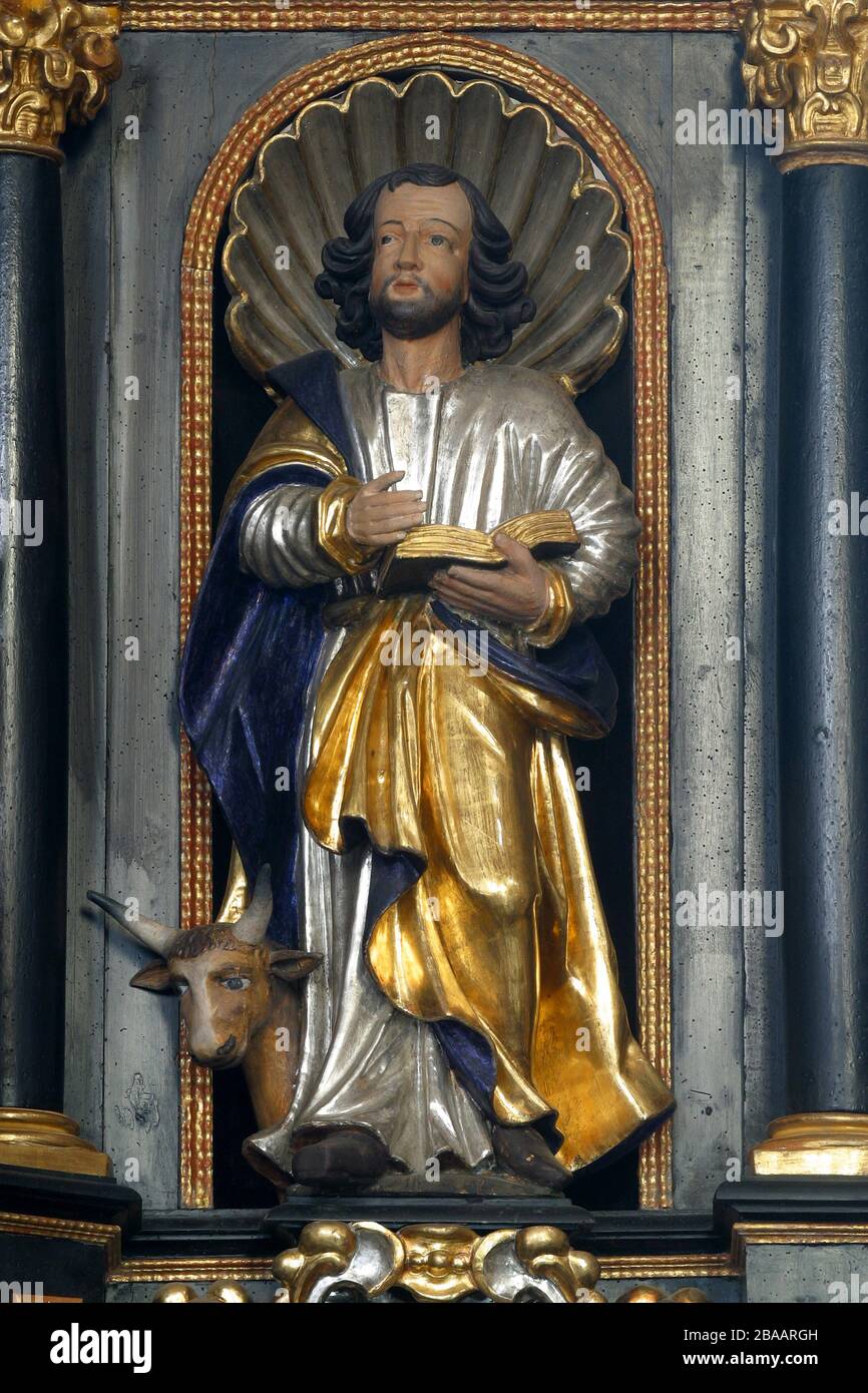 Saint Luke the Evangelist, statue on the pulpit in the Church of Saint ...