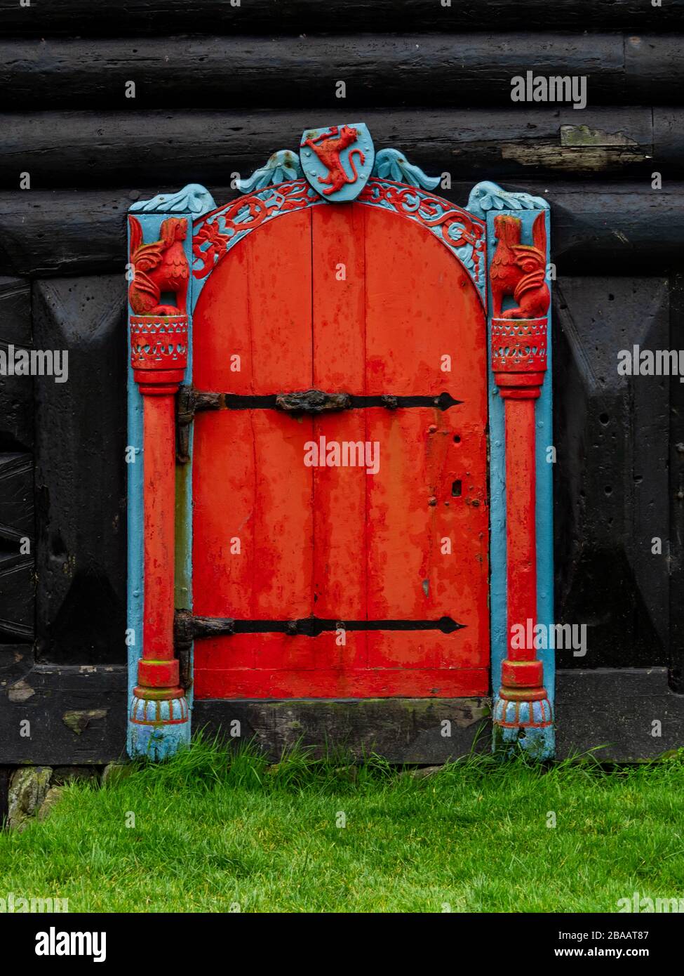 Faroe Islands. Beautiful medieval doors in the traditional house of ...