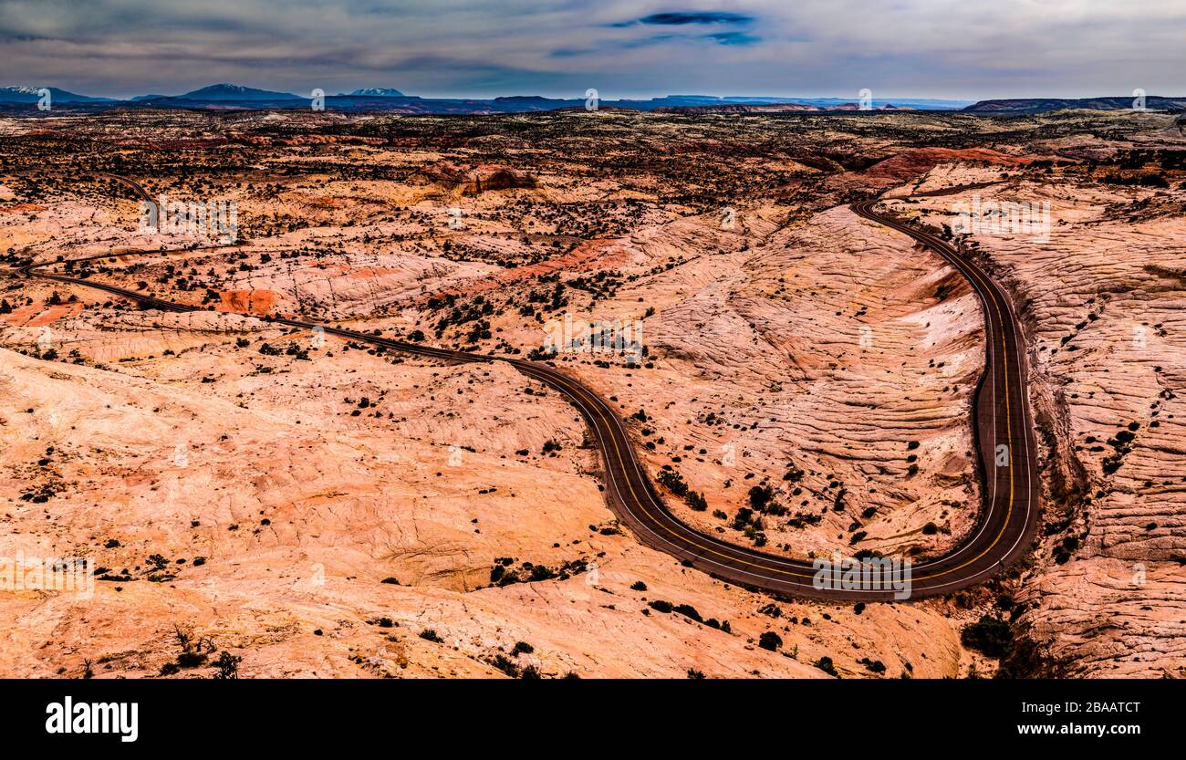 Aerial view of road between rocks Utah, USA Stock Photo - Alamy