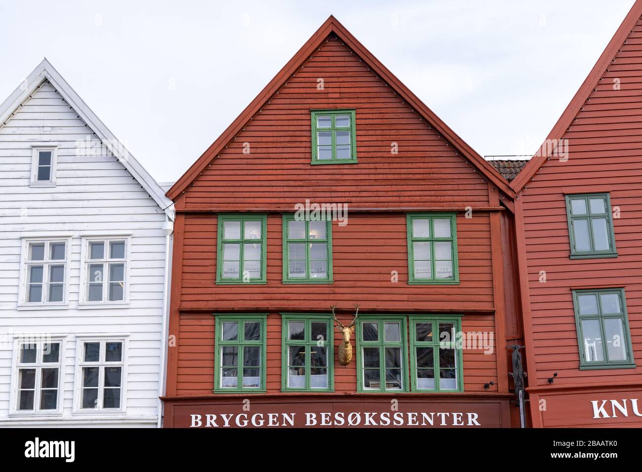 Bergen, Norway. Facades of buildings in Bryggen - Hanseatic wharf ...