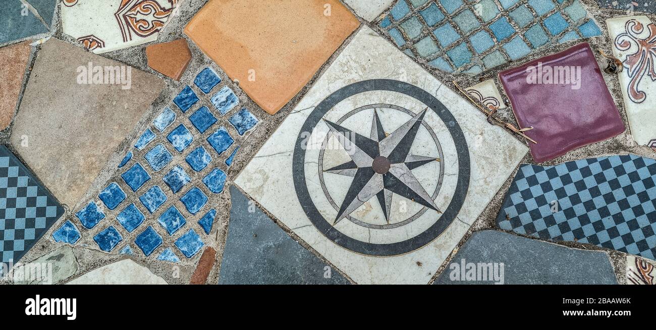 Compass rose mosaic hi-res stock photography and images - Alamy