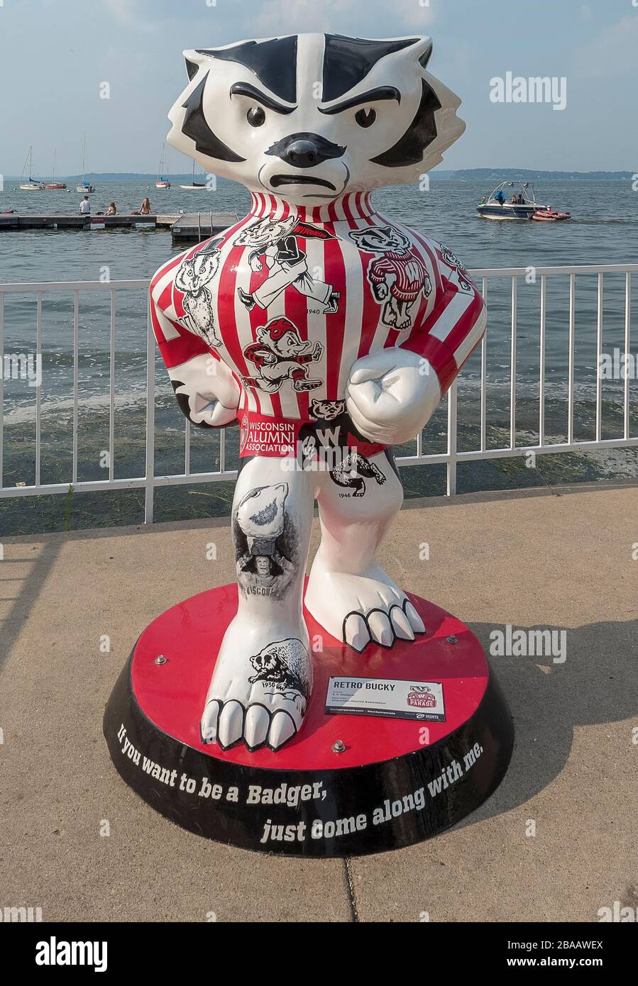 Bucky Badger statue on shore of Lake Mendota, Bucky on Parade, Madison ...