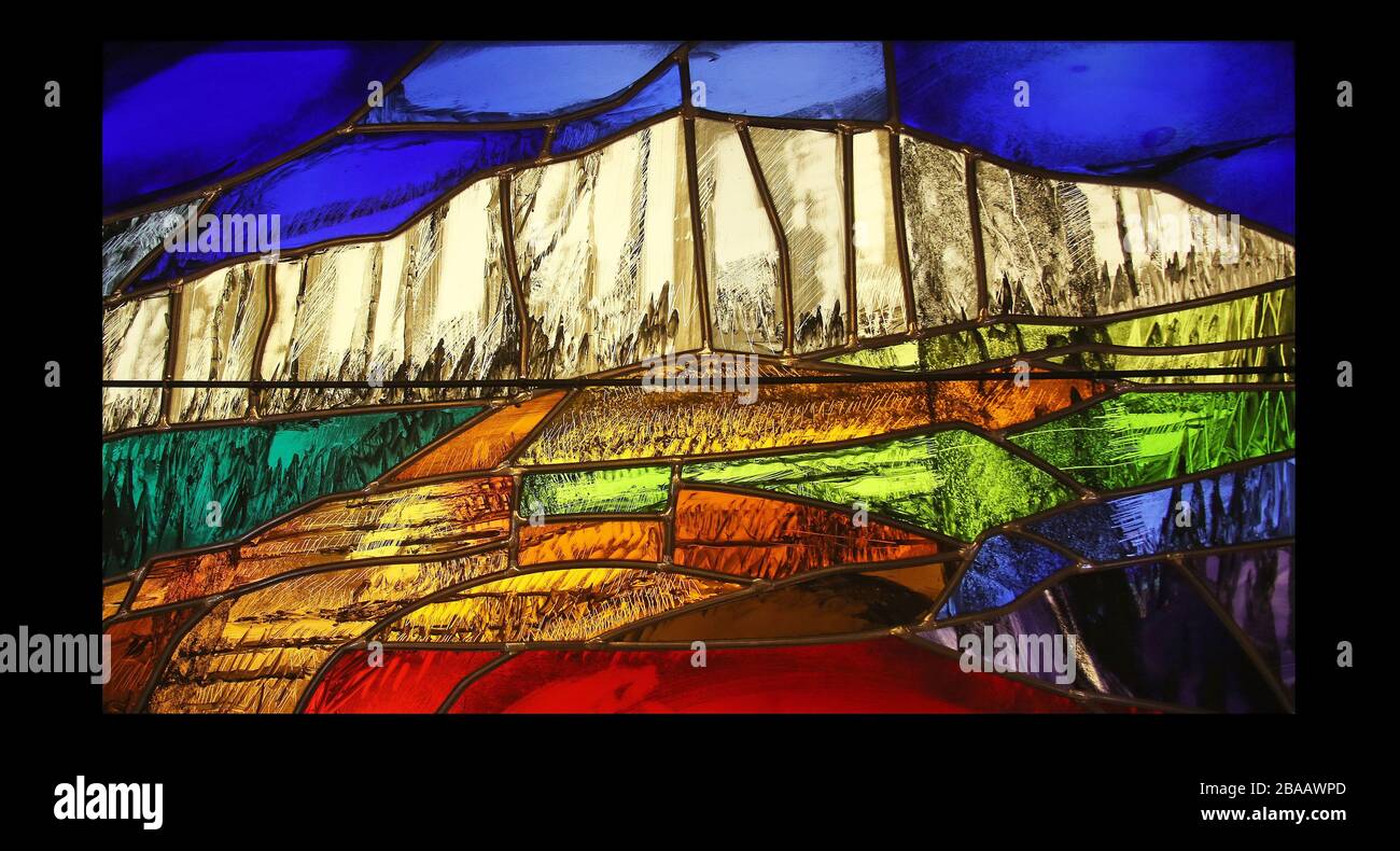 View the elements of life, detail of stained glass window by Sieger ...