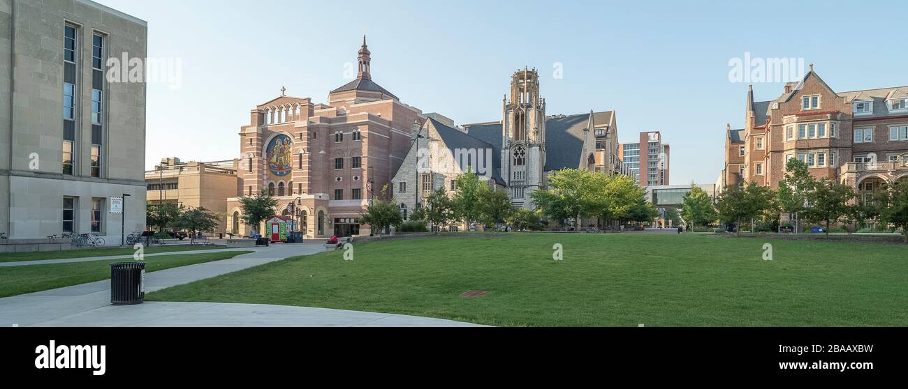 View of University of Wisconsin-Madison with Library Mall and East ...