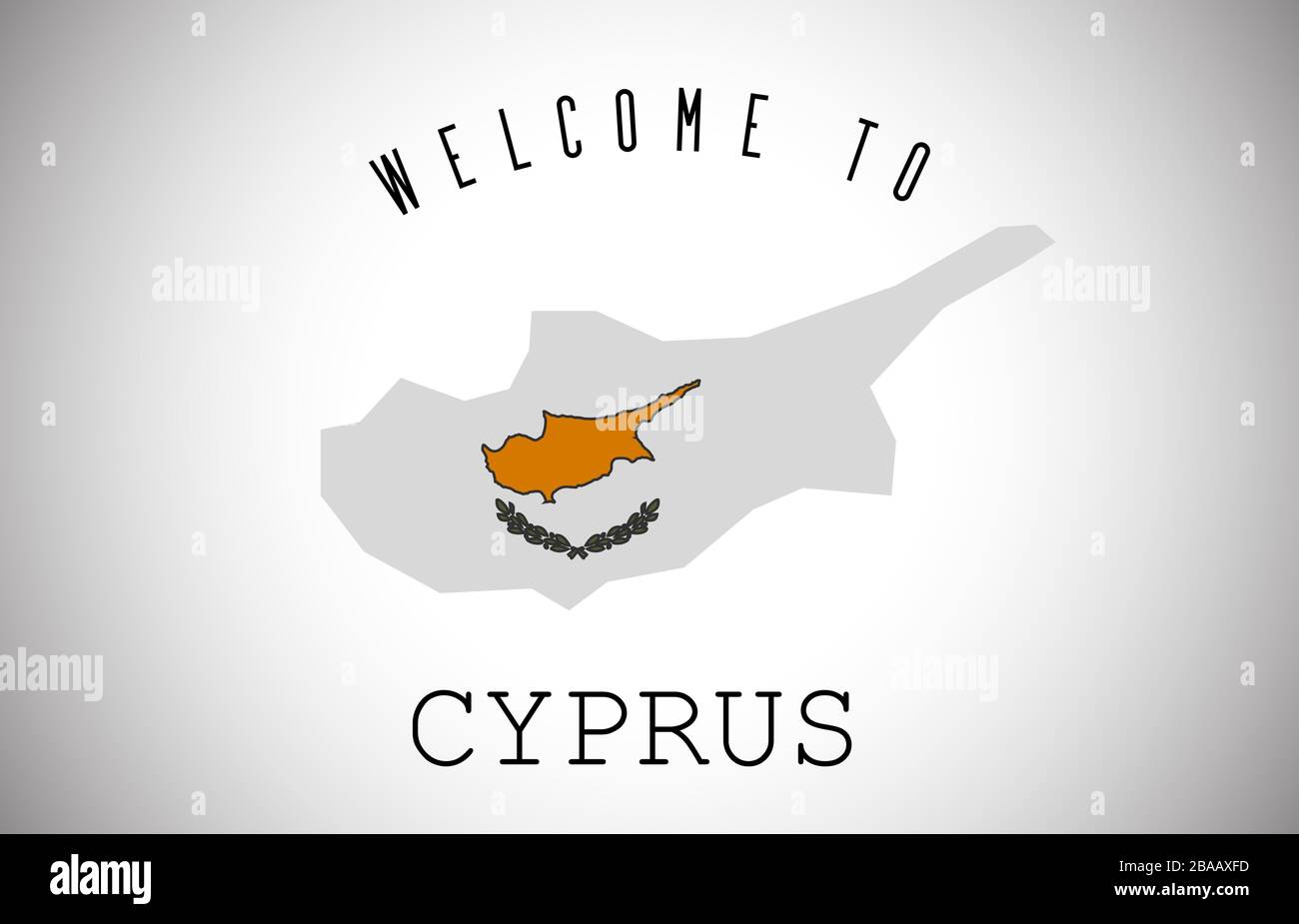 Cyprus Welcome to Text and Country flag inside Country Border Map ...