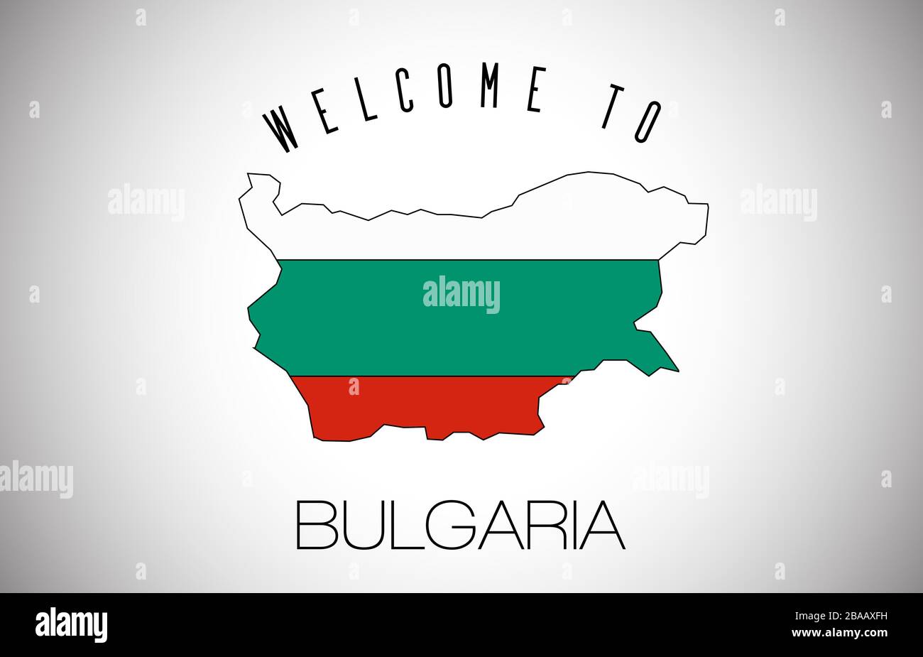 Bulgaria Welcome to Text and Country flag inside Country Border Map ...