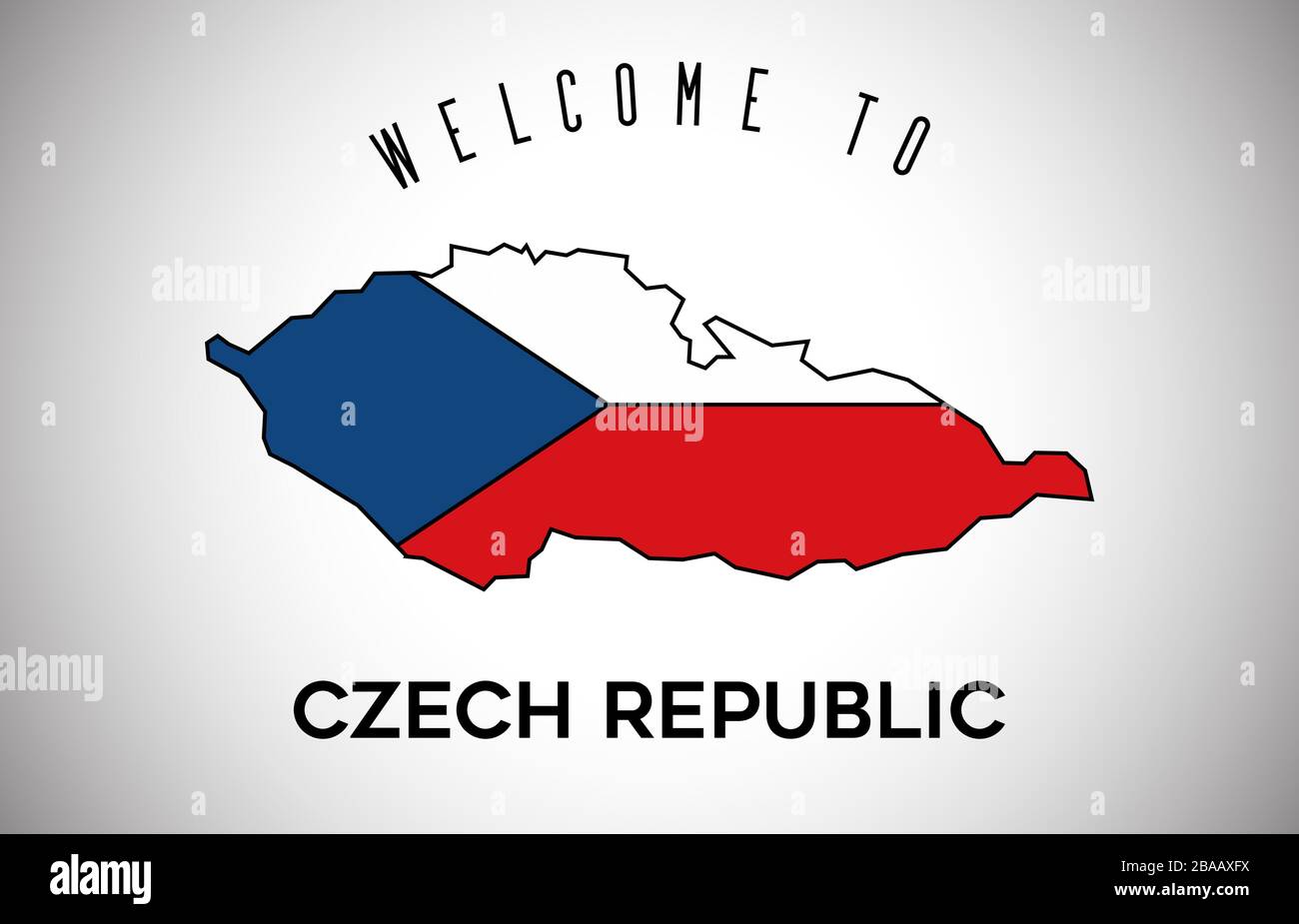 Czech Republic Welcome to Text and Country flag inside Country Border ...
