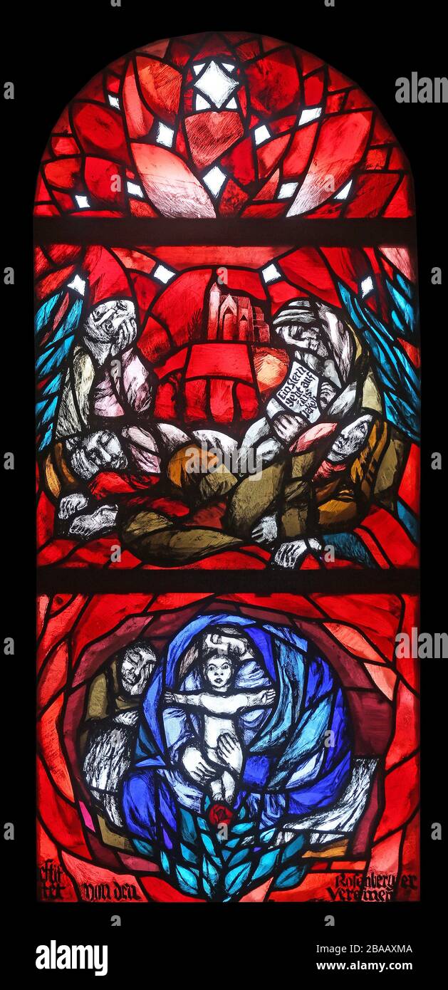 Birth of Jesus, Christmas, stained glass window by Sieger Koder in St ...