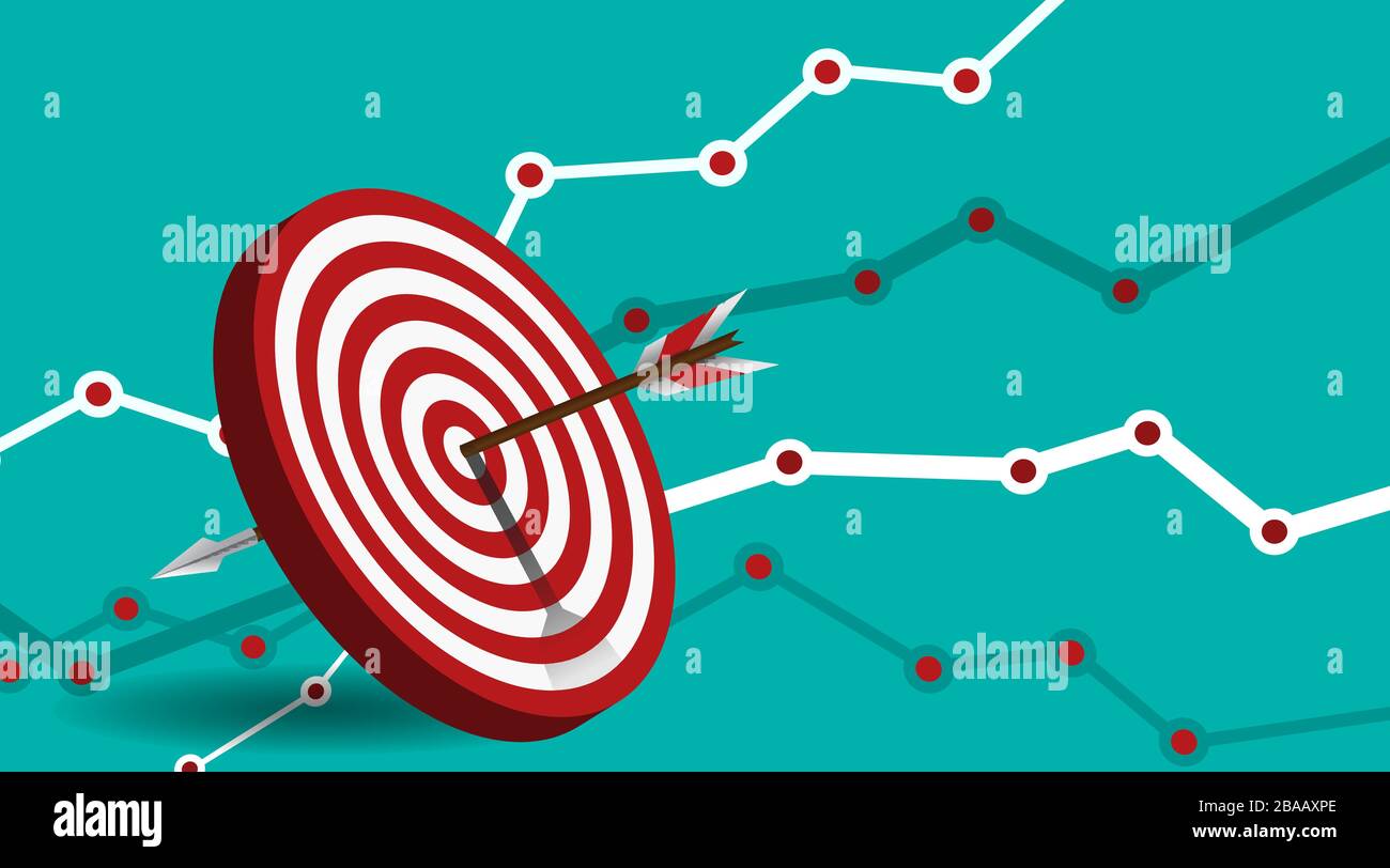 Vector realistic illustration with target financial goal concept ...