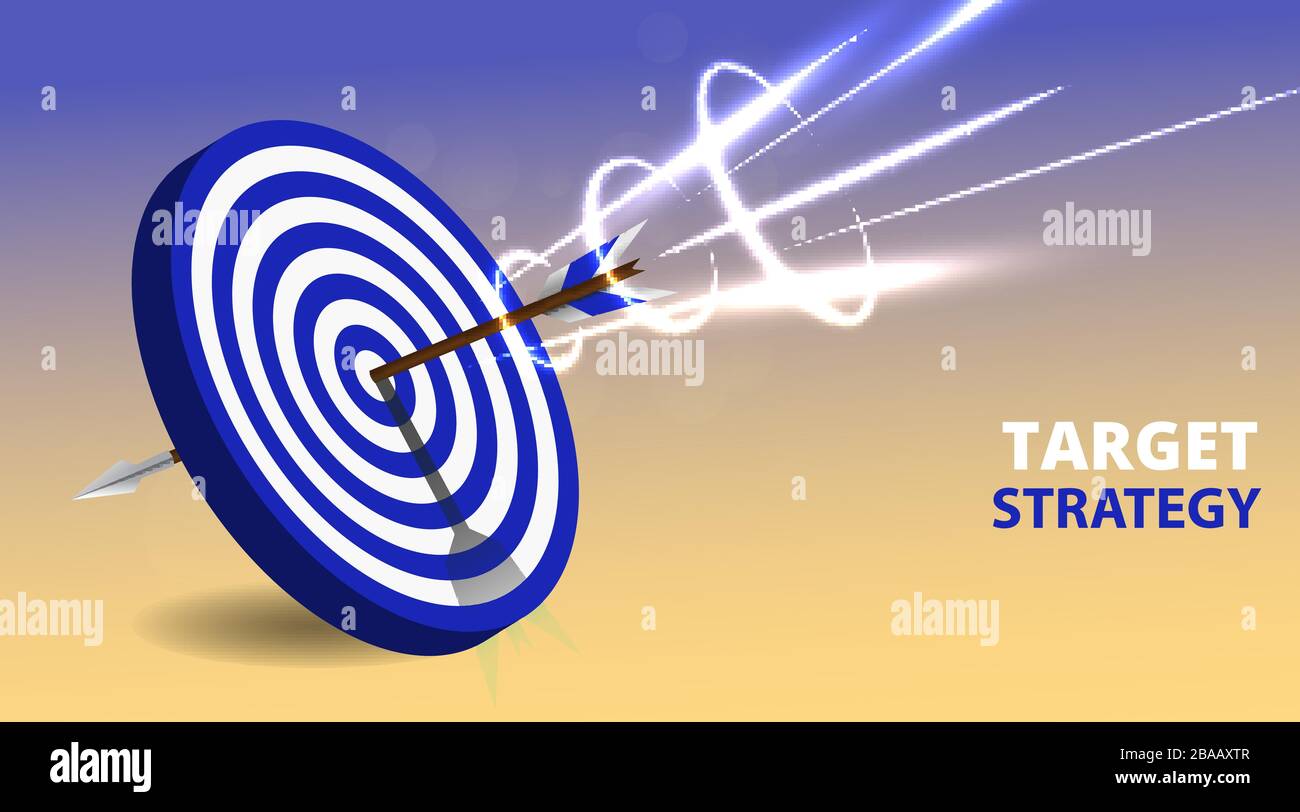 Vector realistic illustration with target financial goal concept ...