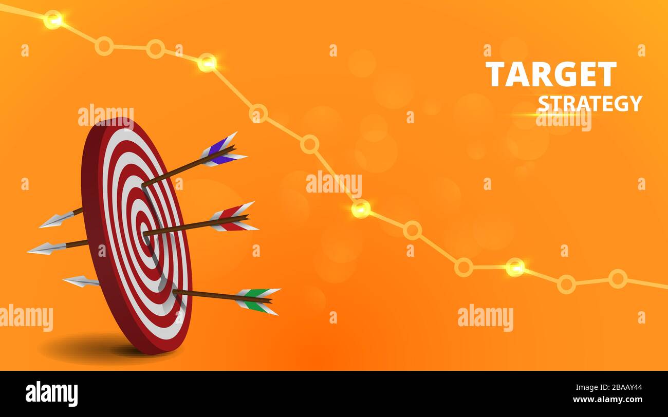 Vector realistic illustration with target financial goal concept ...