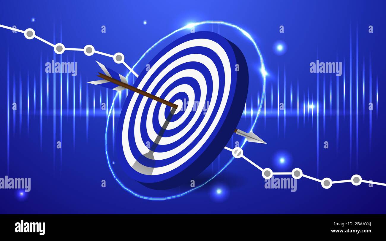 Vector realistic illustration with target financial goal concept ...