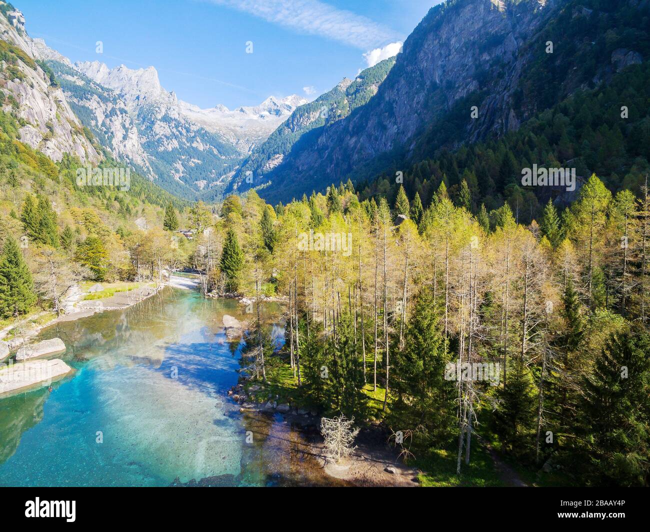 Val di Mello - Valmasino (IT) - Aerial view Stock Photo - Alamy