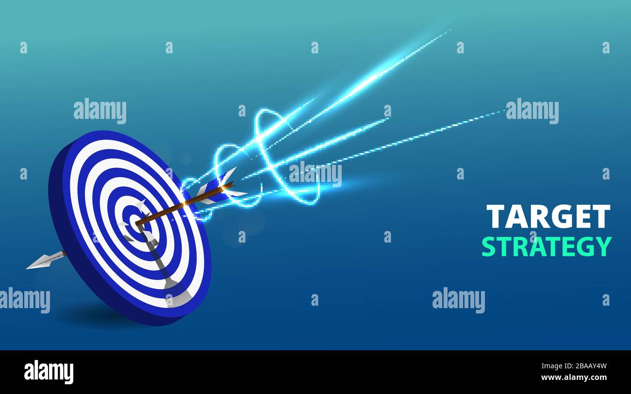 Vector realistic illustration with target financial goal concept ...