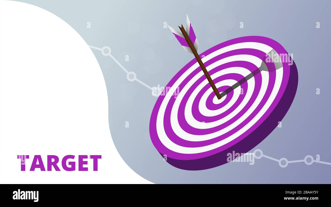 Vector realistic illustration with target financial goal concept ...