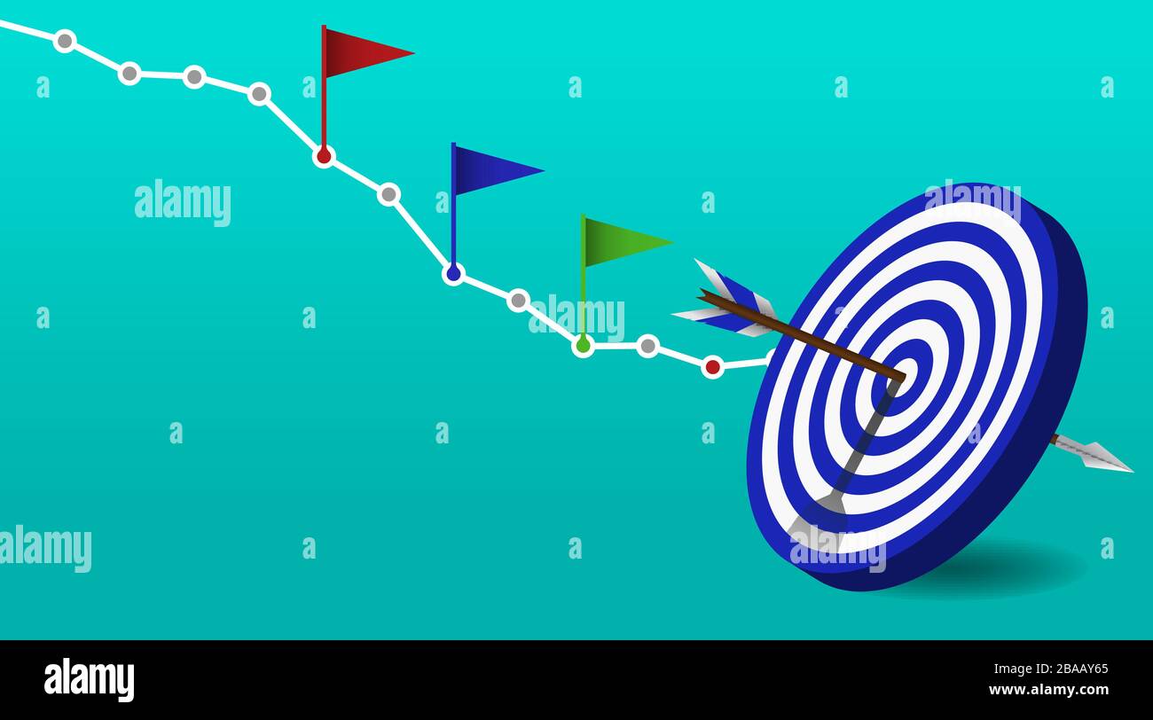 Vector realistic illustration with target financial goal concept ...