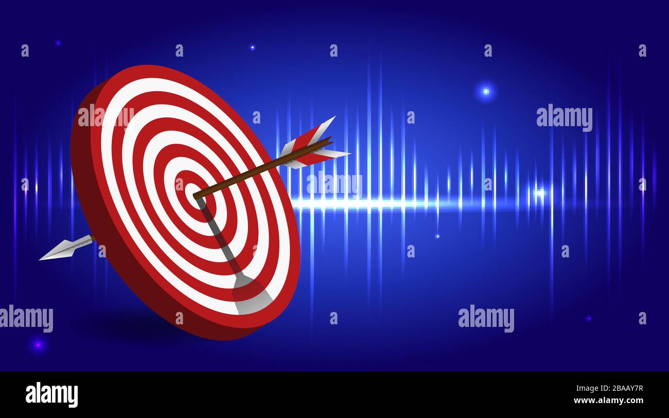 Vector realistic illustration with target financial goal concept ...