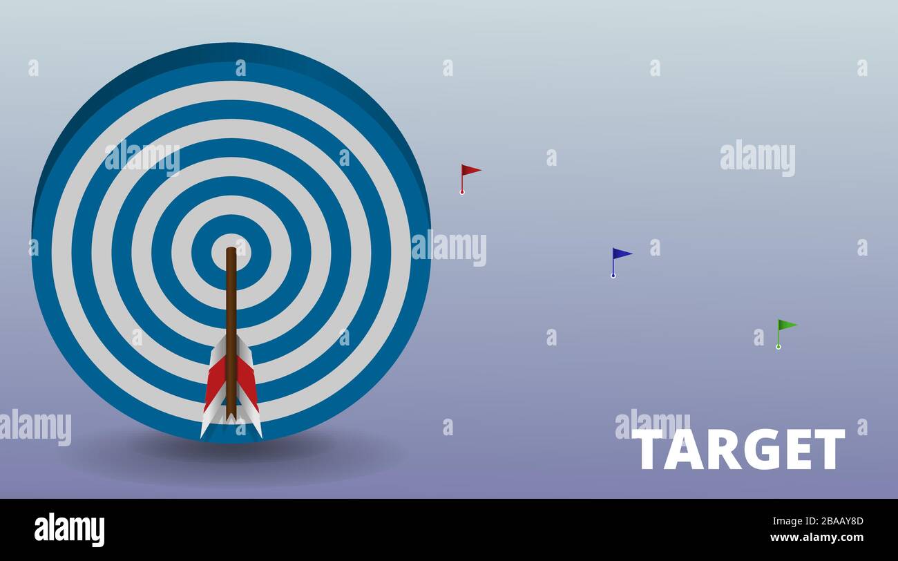 Vector realistic illustration with target financial goal concept ...