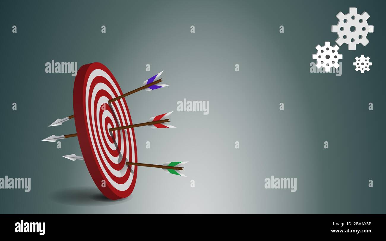 Vector realistic illustration with target financial goal concept ...