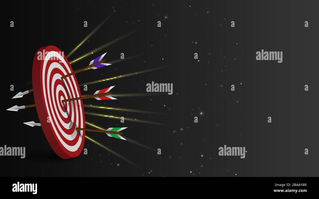 Vector realistic illustration with target financial goal concept ...