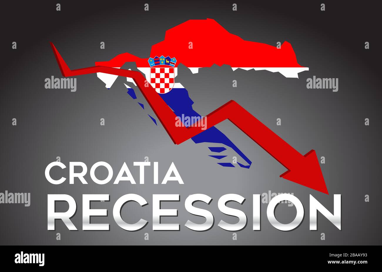Map of Croatia Recession Economic Crisis Creative Concept with Economic ...