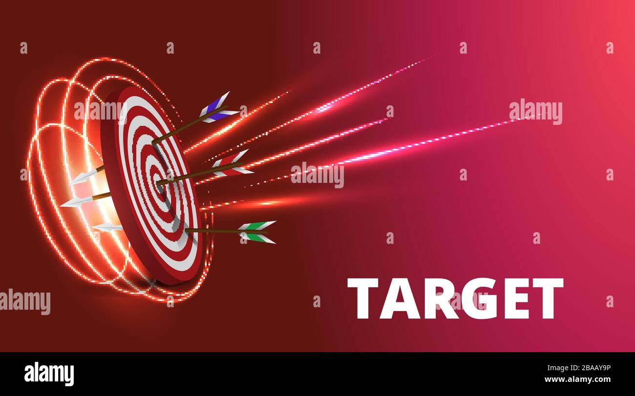 Vector realistic illustration with target financial goal concept ...