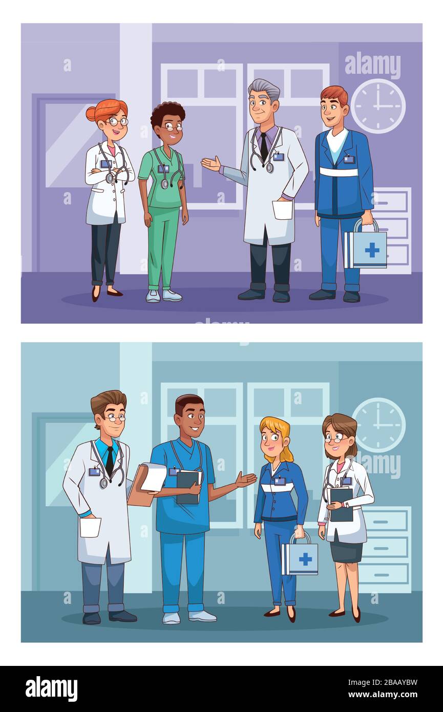 professional doctors staff in hospital characters Stock Vector Image ...