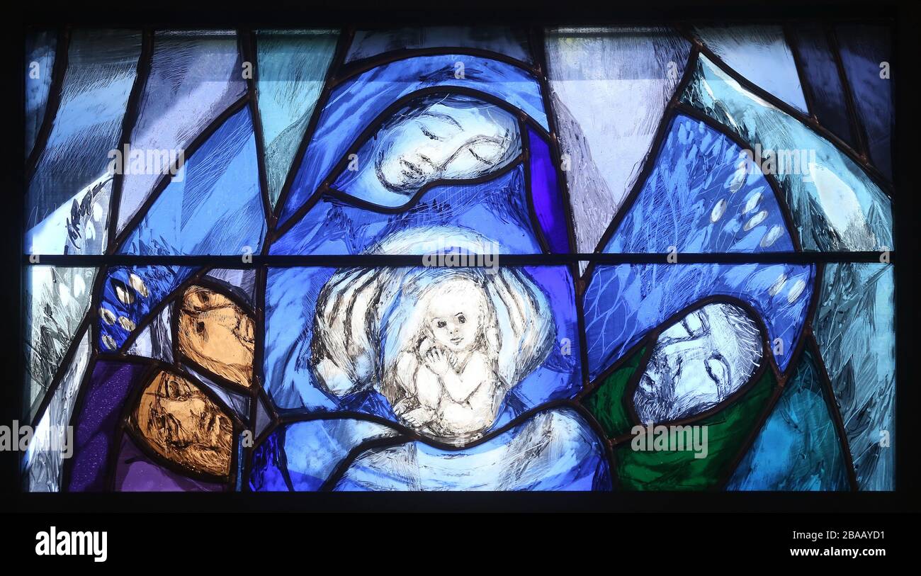 God, the Creator of all life, detail of stained glass window by Sieger ...