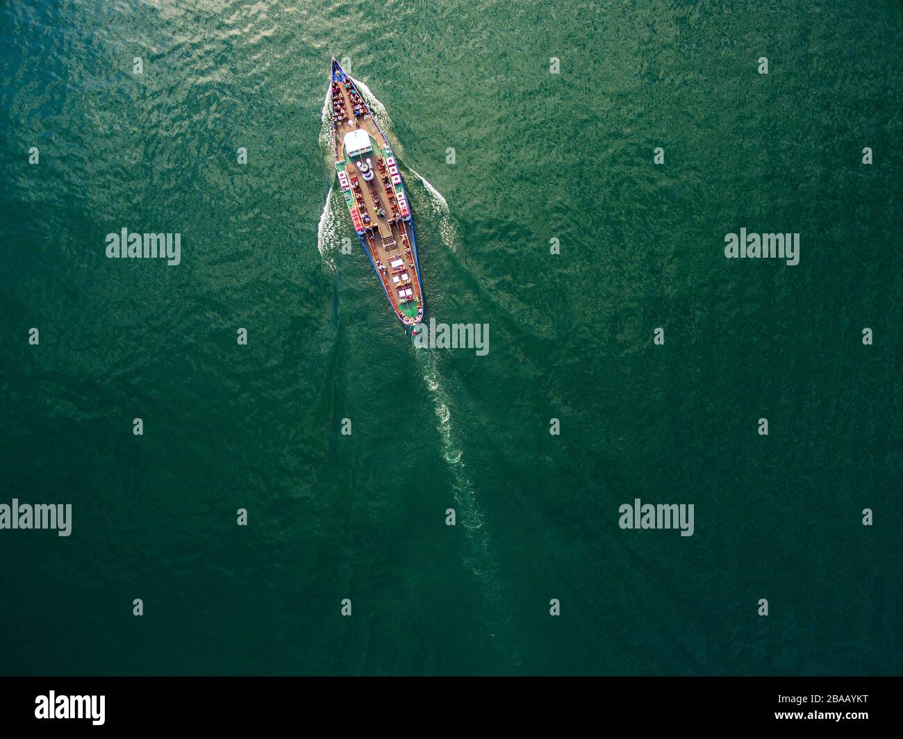 Passenger boat - vertical aerial view Stock Photo - Alamy