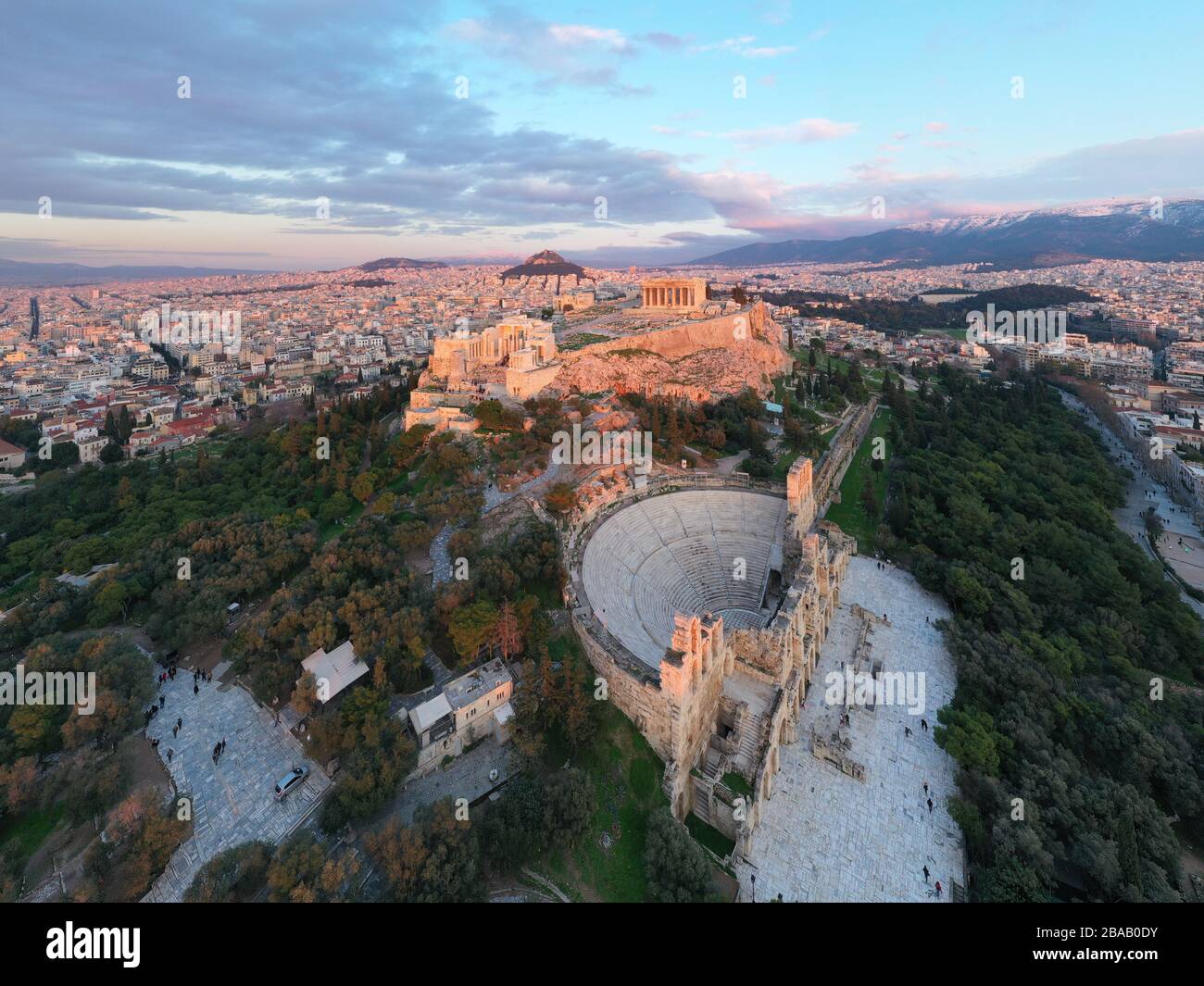 Aerial view of Acropolis of Athens, the Temple of Athena Nike ...