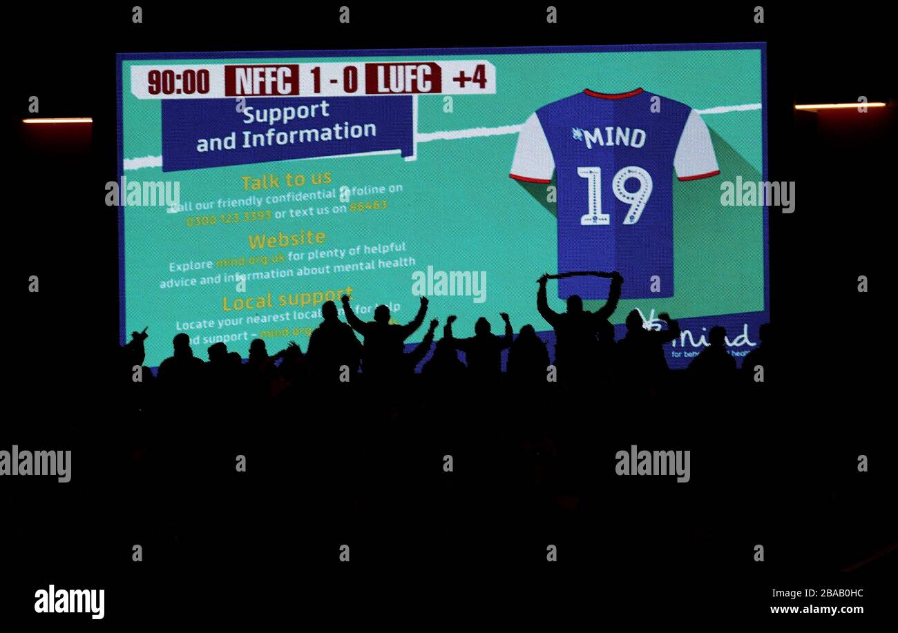 A mental health advert for the Mind campaign is shown on the big screen ...