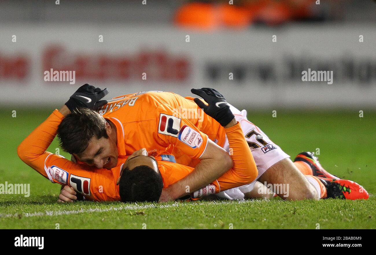 Blackpool's Tom Ince celebrates his goal against Birmingham with team ...