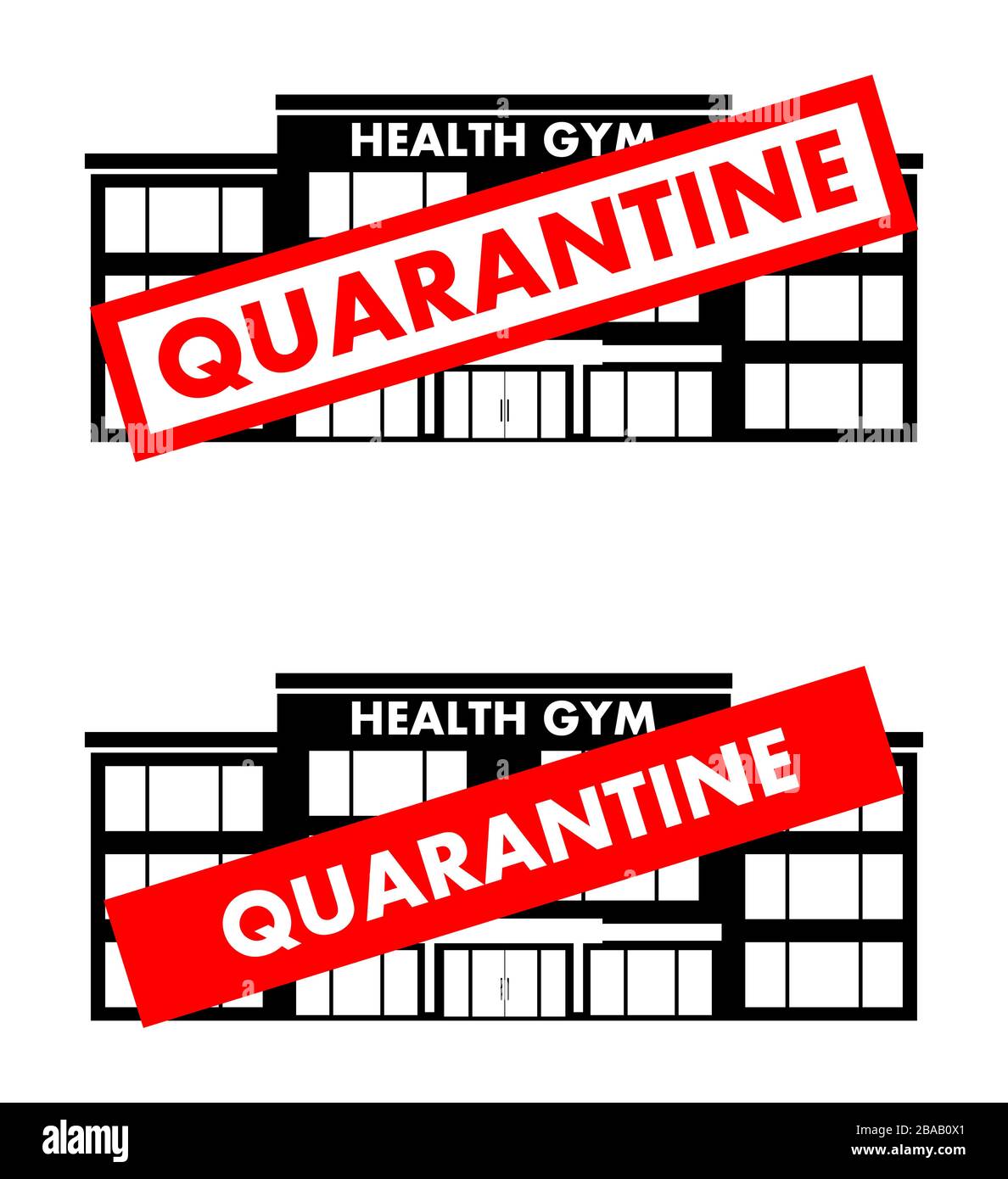 Virus concept. Stop sign on the background of health gym building ...