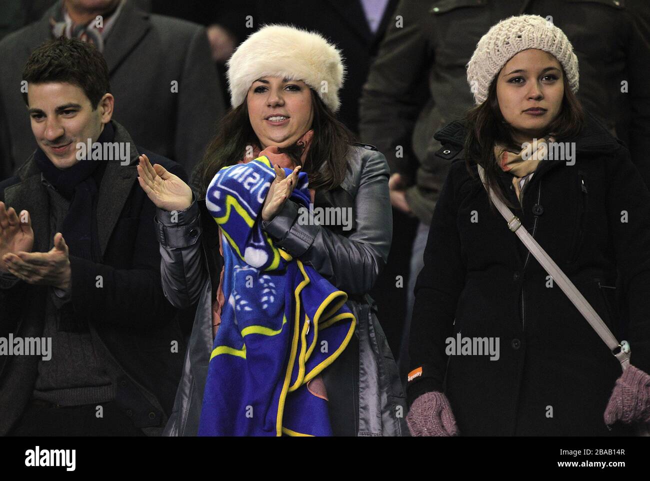 Everton fans in the stands Stock Photo - Alamy