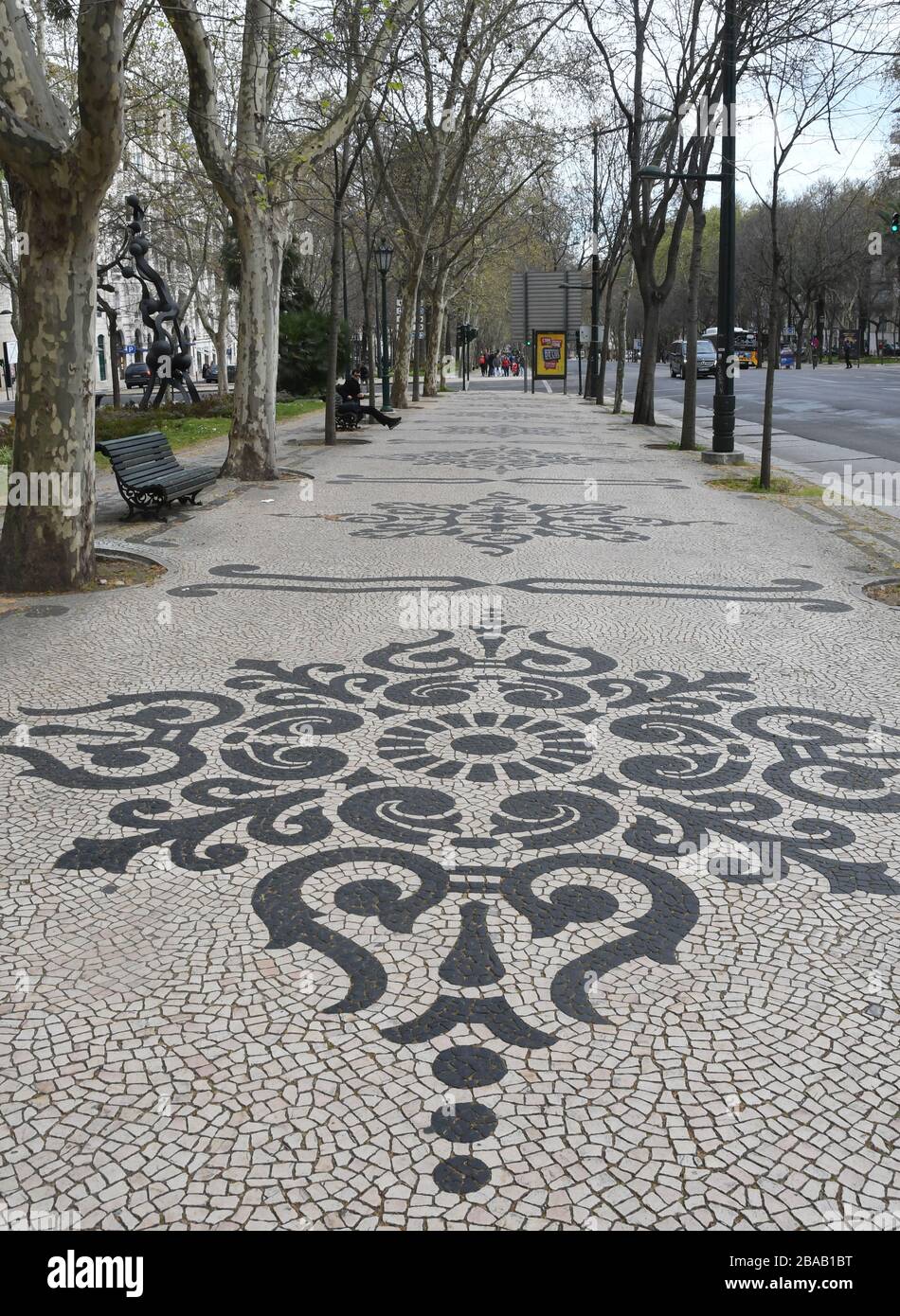 Lisbon, Portugal. 10th Mar, 2020. Lisbon, Portugal's mosaic sidewalks ...
