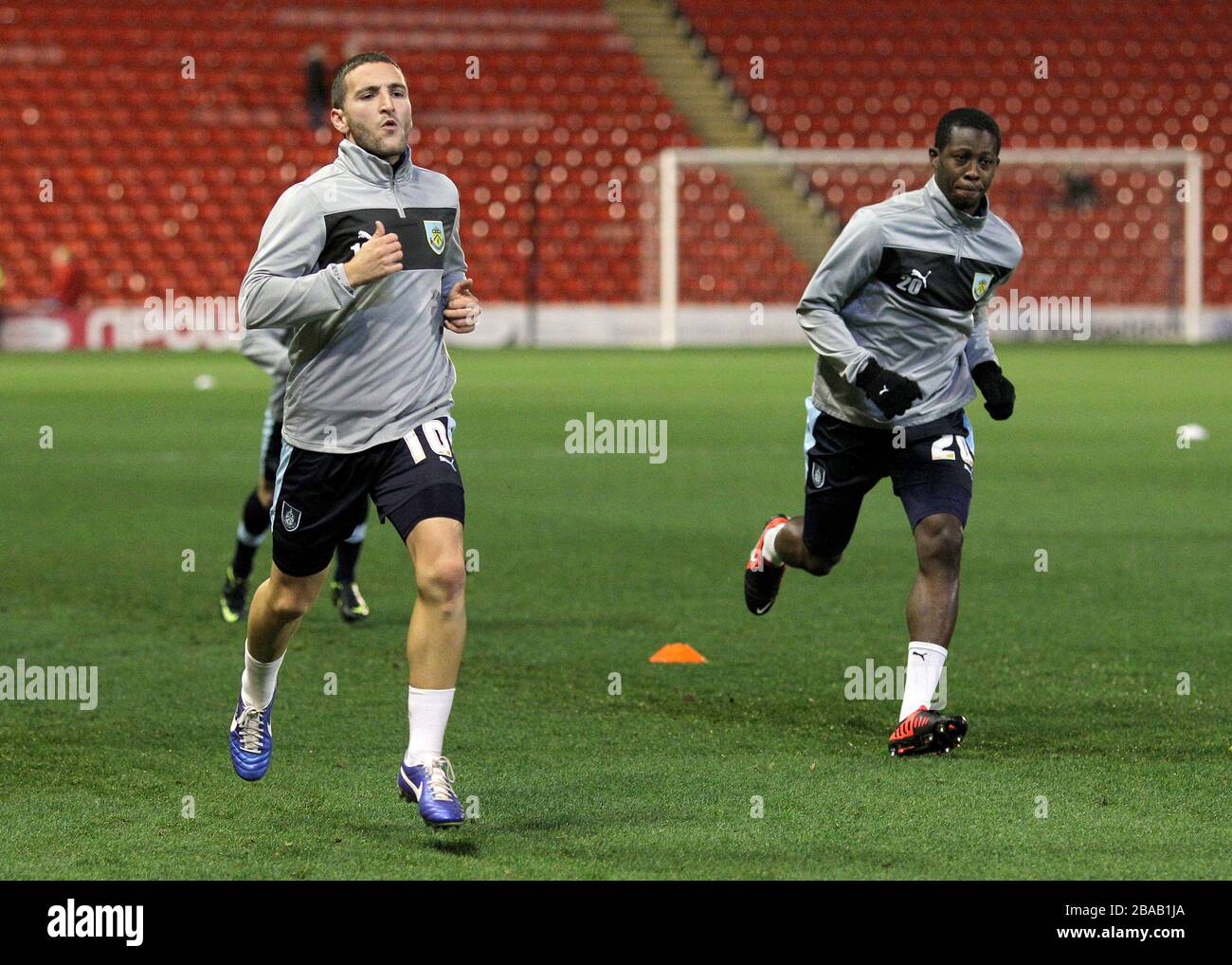Burnley's Martin Paterson (left) and Marvin Bartley during pre-match ...