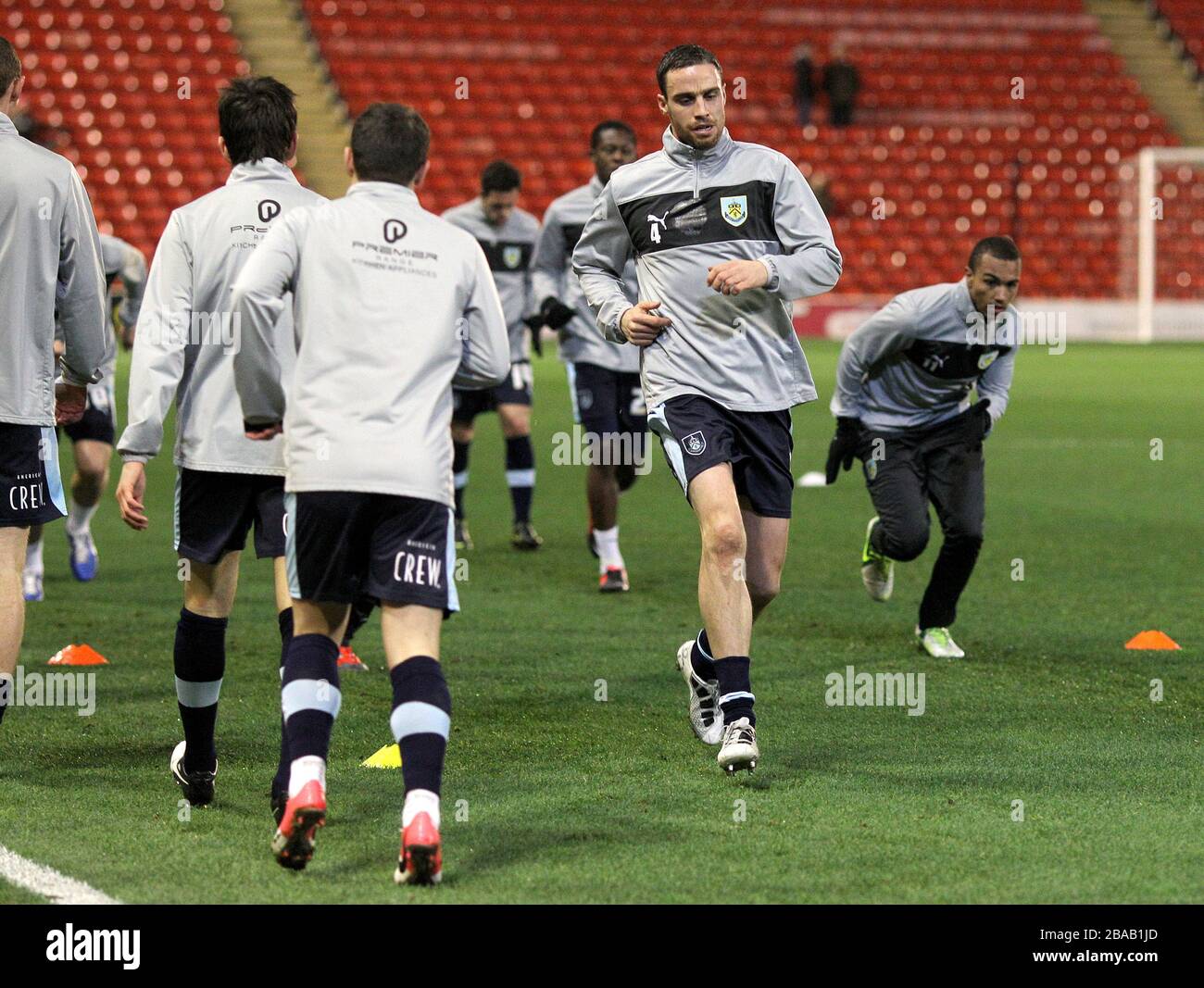 Burnley's Michael Duff (right) during pre-match training Stock Photo ...
