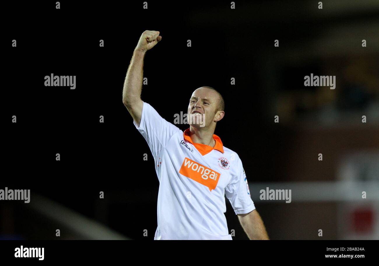 Blackpool's Stephen Crainey celebrates at the end of the match Stock ...