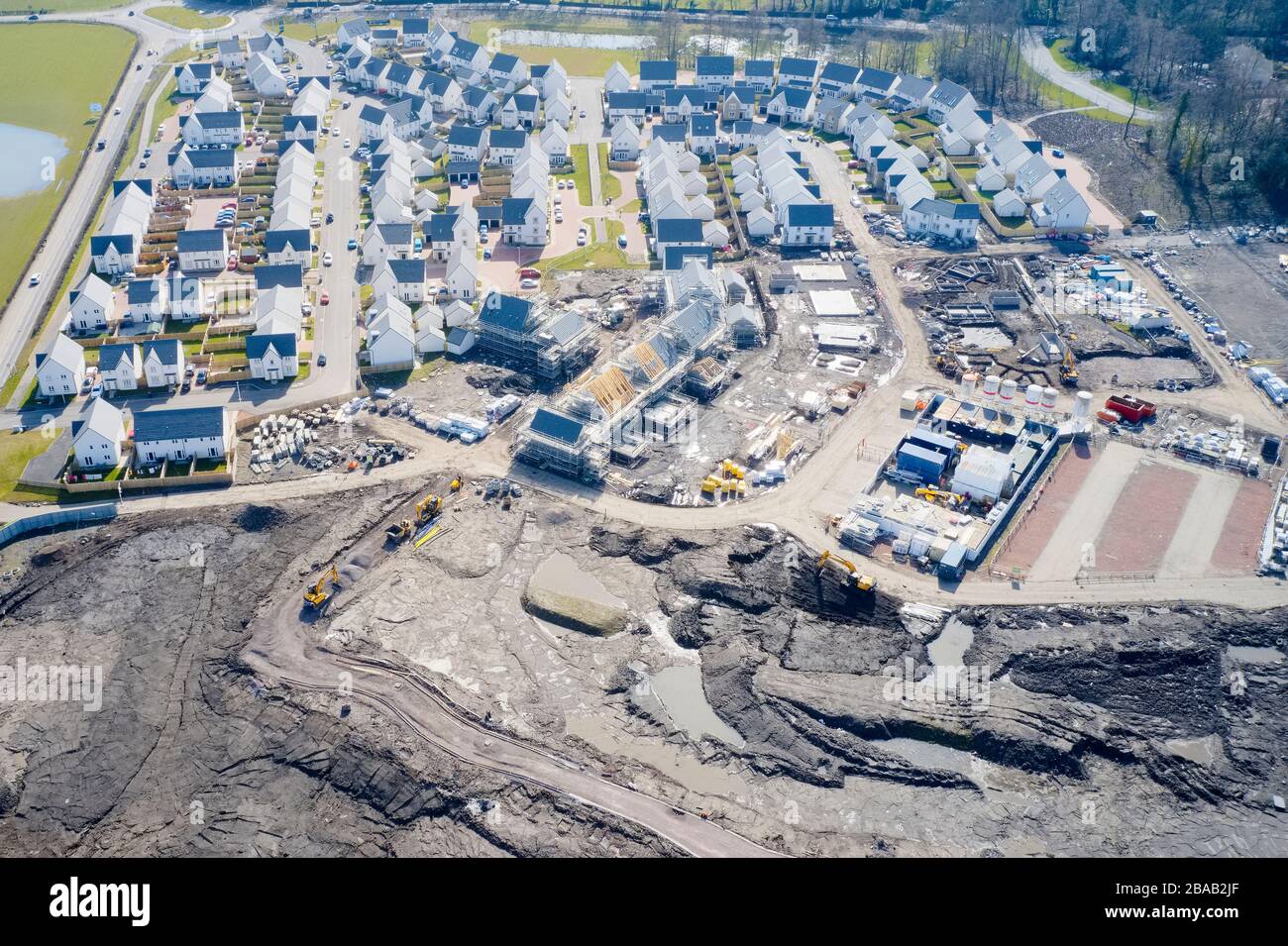 New private housing development construction in rural countryside ...