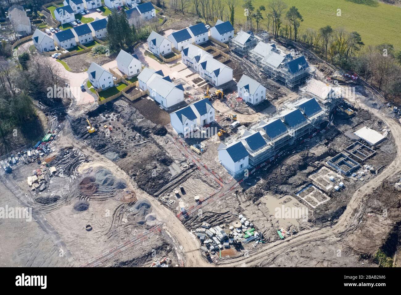 New private housing development construction in rural countryside ...