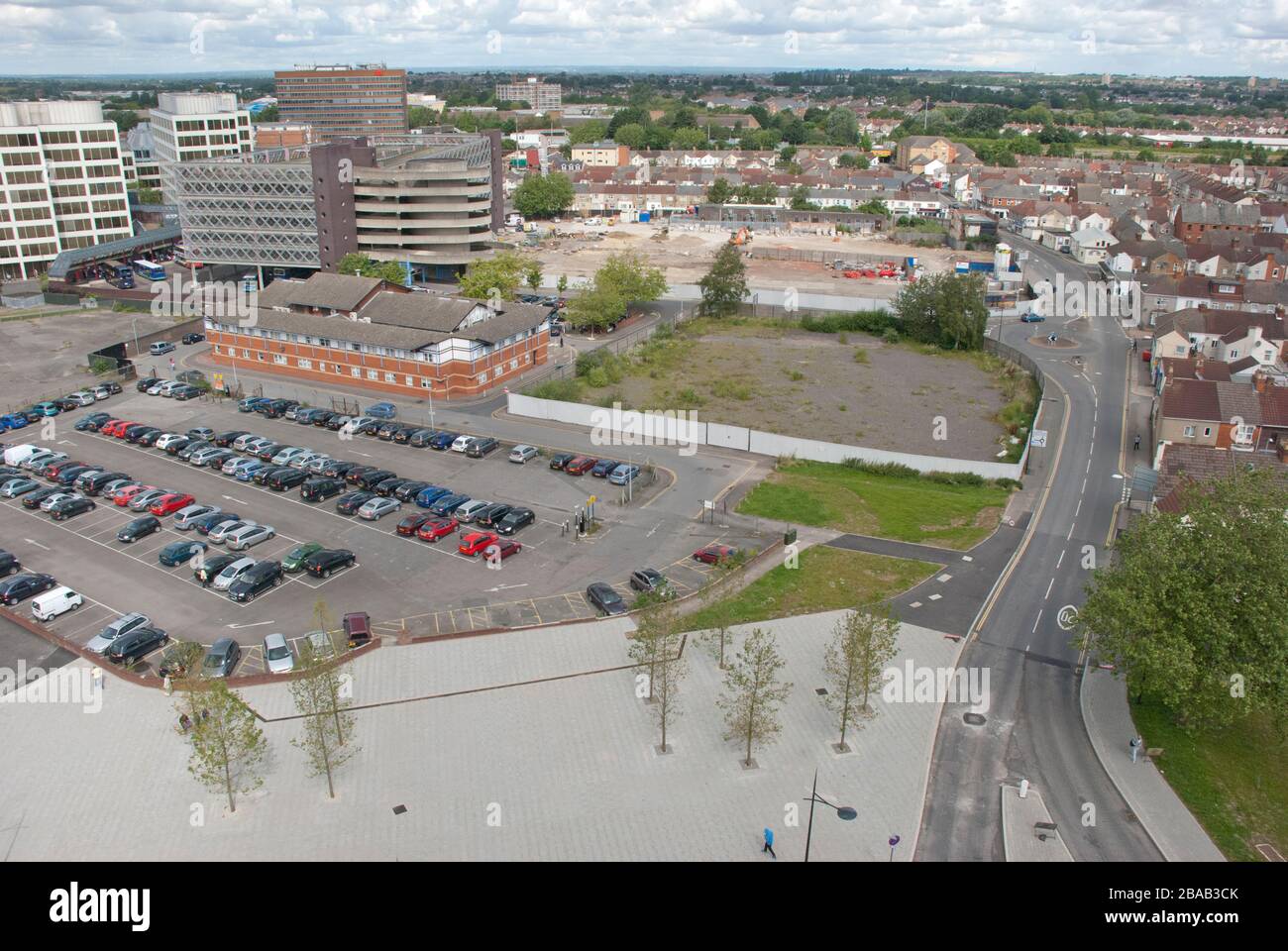 The view of the Kimmerfields redevelopment area of Swindon Town Centre ...