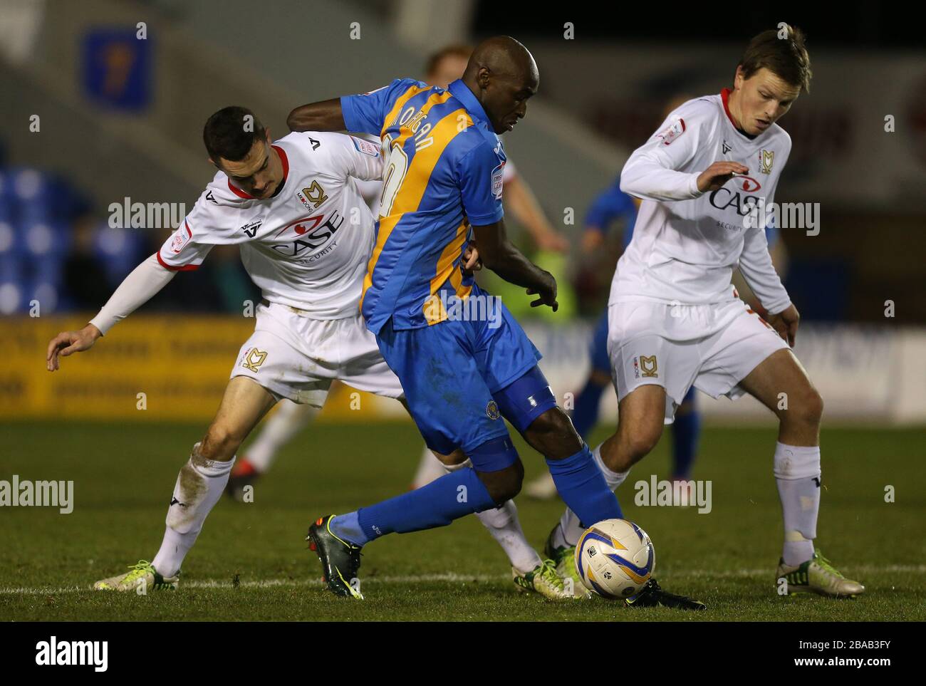 Shrewsbury towns marvin morgan and milton keynes dons shaun williams hi ...