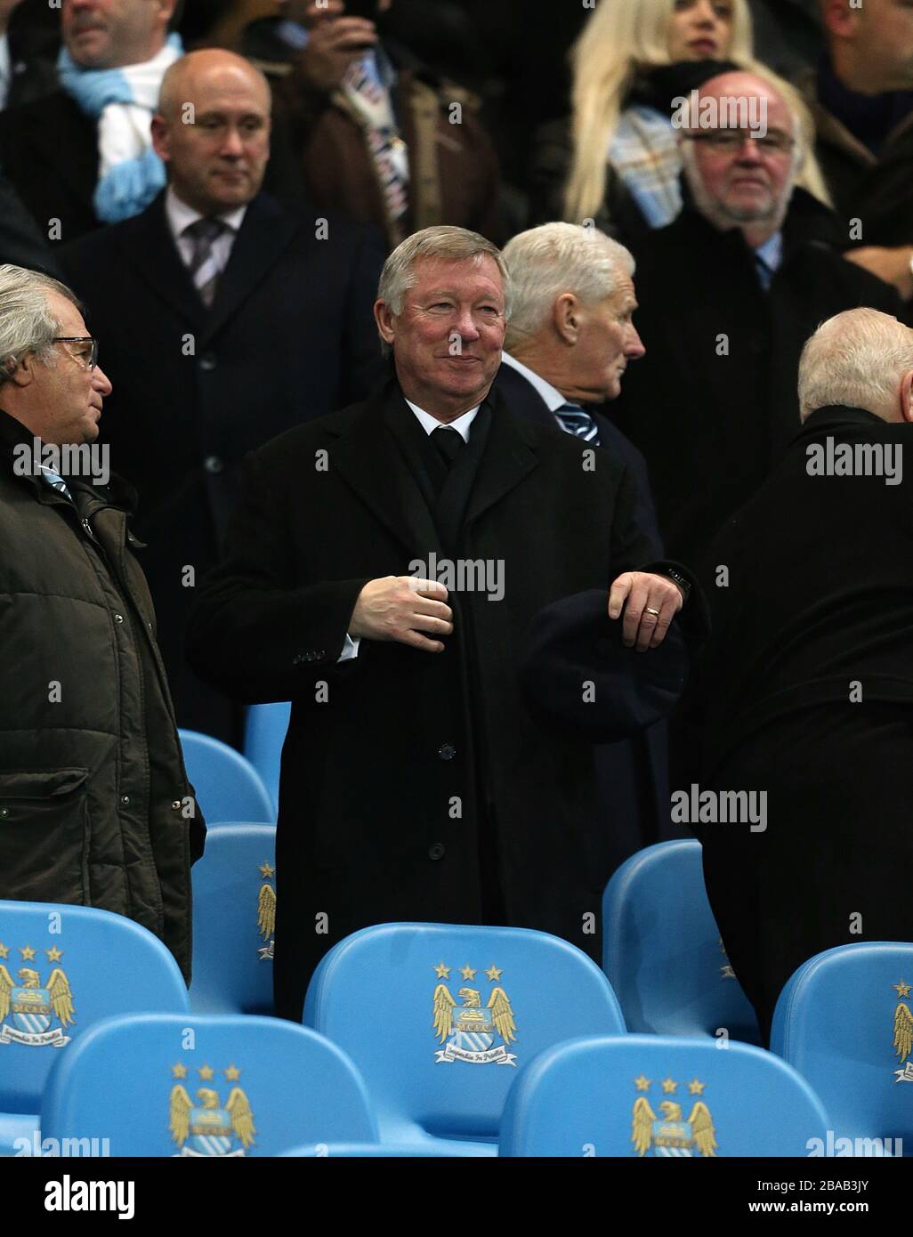 Manchester United's manager Sir Alex Ferguson in the stands Stock Photo ...