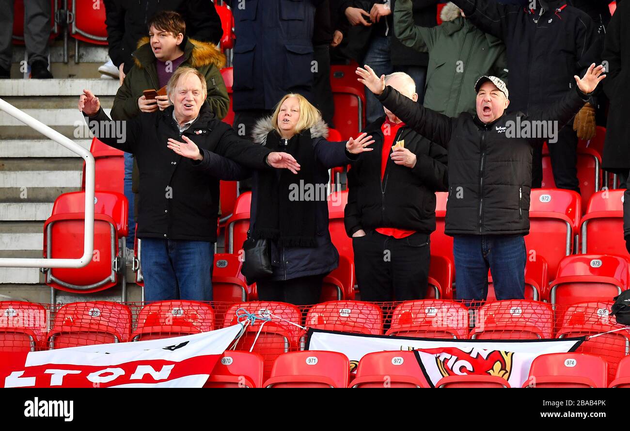 Charlton Athletic fans show their support in the stands prior to kick ...