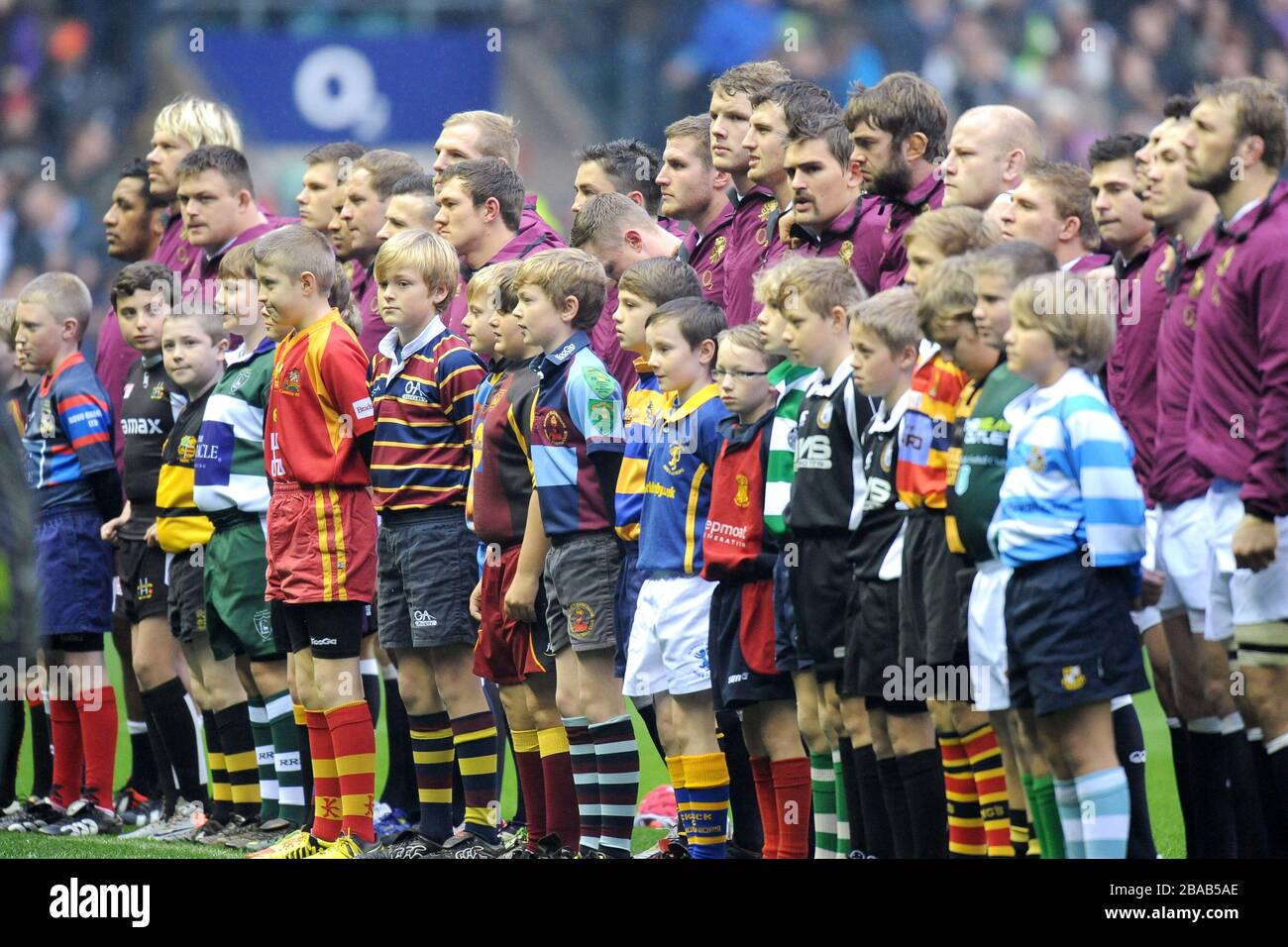The England team line up with the game mascots Stock Photo - Alamy