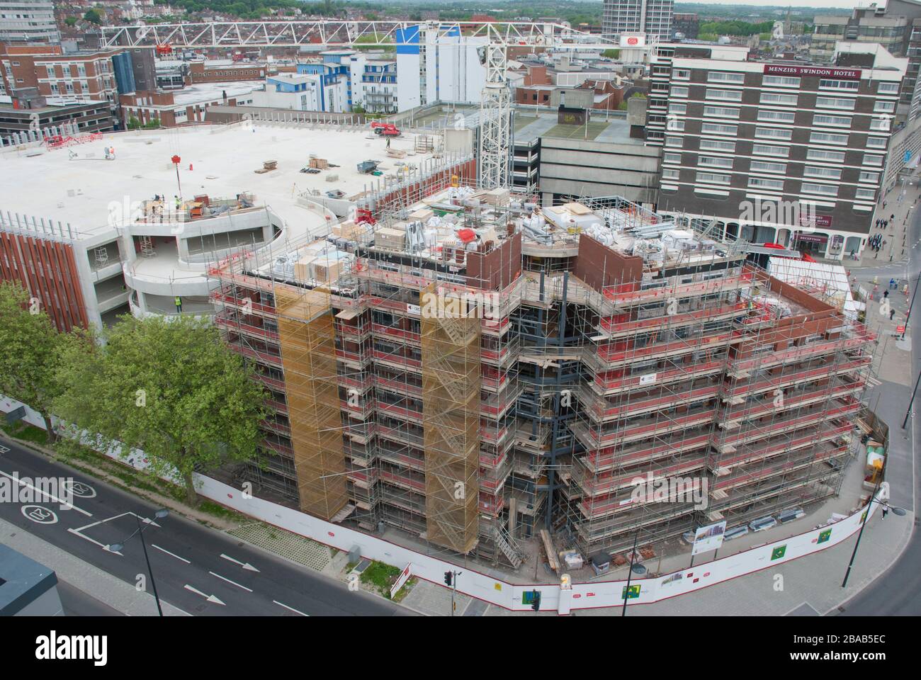 Construction on the car park, residential building and NHS Centre as ...