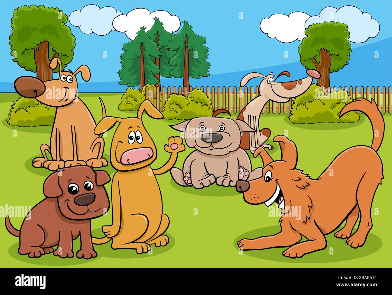 Cartoon Illustration of Dogs and Puppies Animal Characters Group in the ...