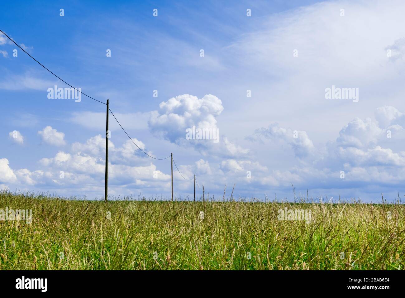 Power line in rural field, Baden Wurttemberg, Germany Stock Photo - Alamy