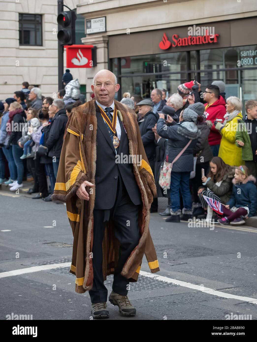 Alderman dressed in brown fur coat during the Lord Mayor of London ...